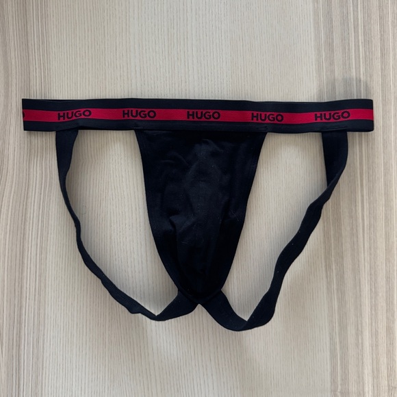 HUGO | Underwear & Socks | Hugo Black Jockstrap With Bold Red Logo Band ...